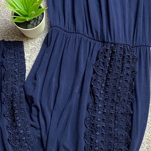 Chelsea & Theodore | Dresses | Blue Maxi Eyelit Ruffle Off Shoulder ...